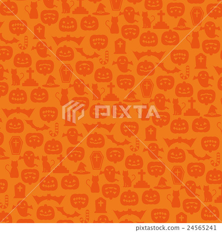 Halloween pattern wallpaper background orange - Stock Illustration ...