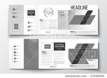 Set of tri-fold brochures, square design templates-插圖素材 [24566894 ...