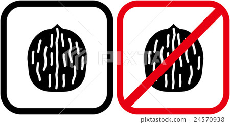 Walnut and walnut banned pictogram - Stock Illustration [24570938] - PIXTA