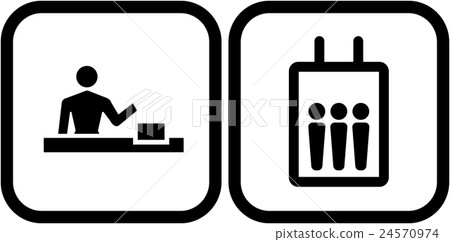 Pictogram of reception and elevator - Stock Illustration [24570974] - PIXTA