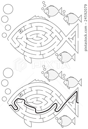 Easy fish maze - Stock Illustration [24592079] - PIXTA