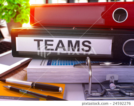 Teams on Black Office Folder. Toned Image. 3D - Stock Illustration ...