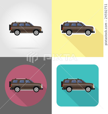 suv car flat icons vector illustration-插圖素材 [24592751] - PIXTA圖庫