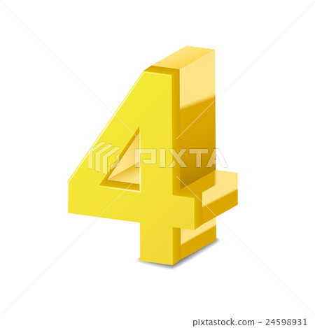 3d shiny yellow number 4 - Stock Illustration [24598931] - PIXTA