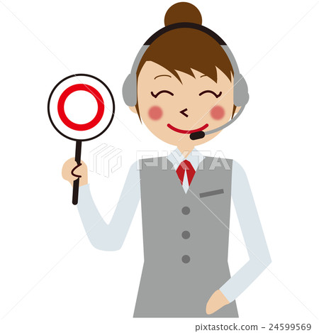 A female operator in a gray uniform that makes... - Stock Illustration ...