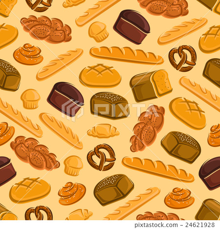 Bread and pastries seamless pattern - Stock Illustration [24621928] - PIXTA