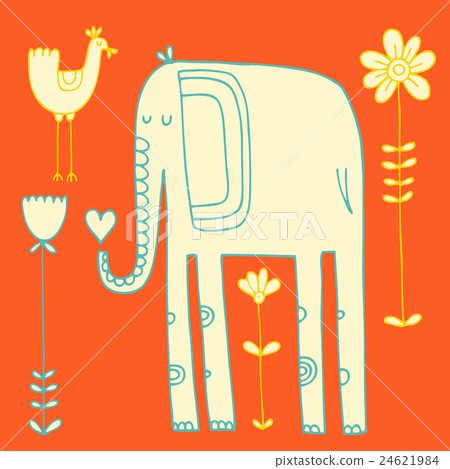 Vector hand drawn illustration with cote colorfull - Stock Illustration ...