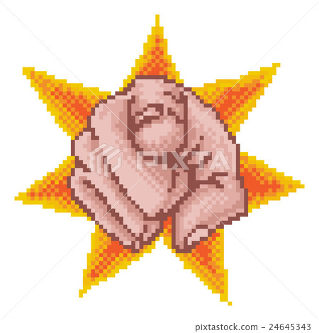 Pointing Hand Pixel Art - Stock Illustration [24645343] - PIXTA