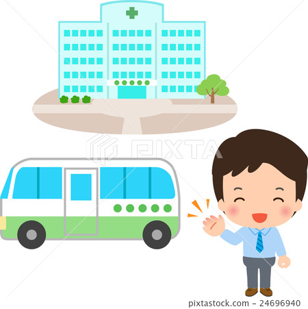 Hospital shuttle bus and driver's men - Stock Illustration [24696940 ...
