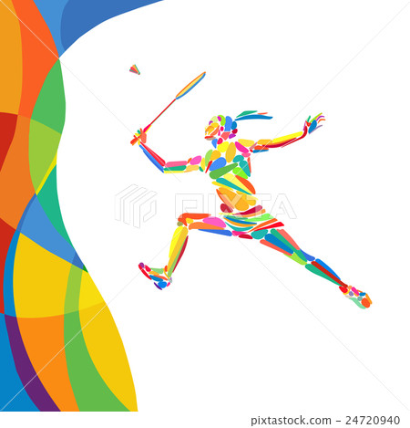Abstract colorful pattern with Badminton player-插圖素材 [24720940] - PIXTA圖庫