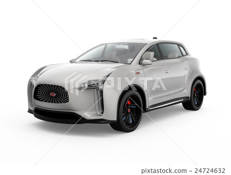 Silver electric car SUV concept. original design. - Stock Illustration ...