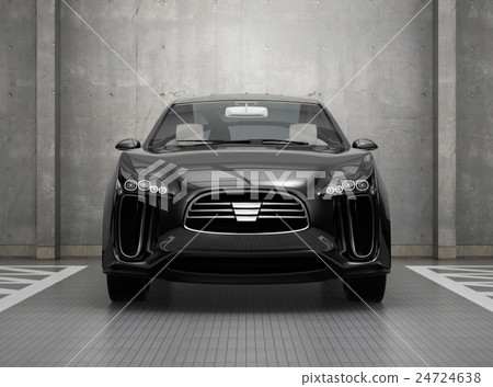 Front image of black EV SUV. original design. - Stock Illustration ...