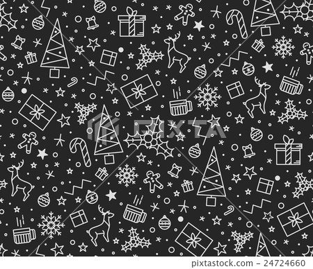 Black and white festive seamless pattern - Stock Illustration [24724660 ...