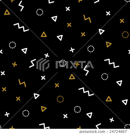 Black seamless pattern with geometric elements - Stock Illustration ...
