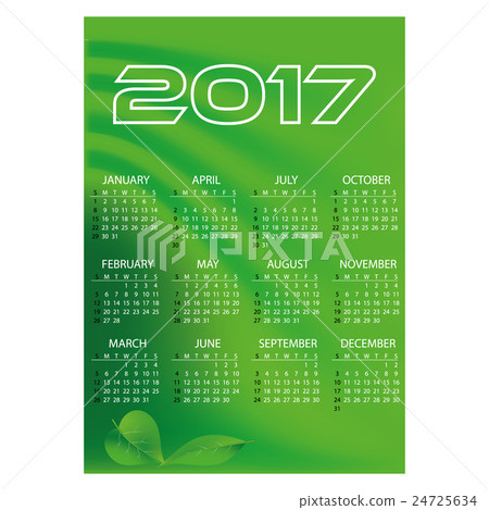 2017 business wall calendar green background eps10 - Stock Illustration ...