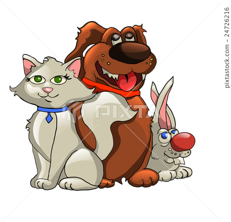 cat, dog, rabbit isolated on white background-插圖素材 [24726216] - PIXTA圖庫