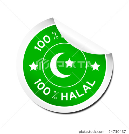 Green round 100 percent Halal sticker - Stock Illustration [24730487 ...