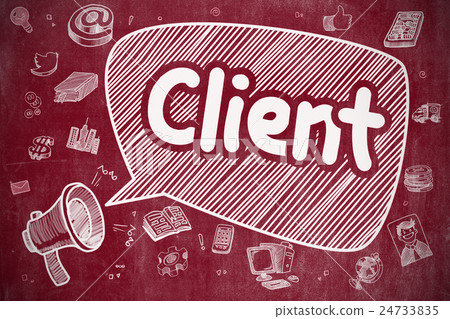 Client - Hand Drawn Illustration on Red Chalkboard - Stock Illustration ...