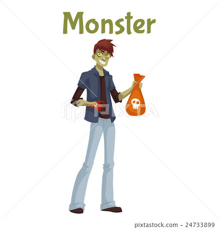 Young man dressed in green monster costume for - Stock Illustration ...