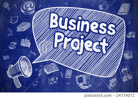 Business Project - Cartoon Illustration on Blue - Stock Illustration ...