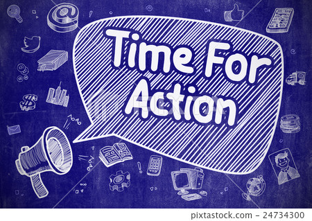 Time For Action - Doodle Illustration on Blue - Stock Illustration ...