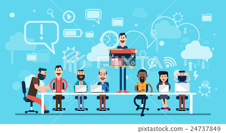 Businesspeople Web Designer Team Working Workplace - Stock Illustration ...