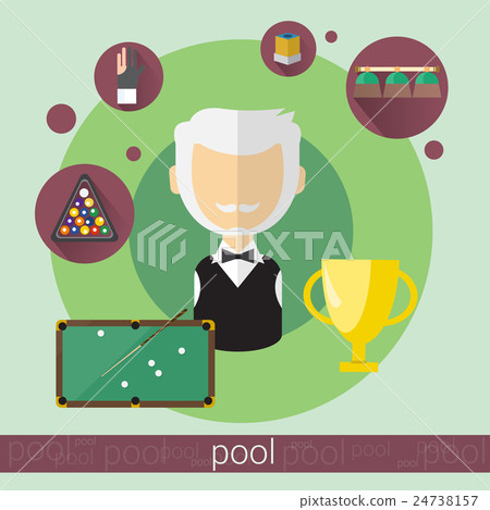 Pool Game Player Senior Man Billiards Icon - Stock Illustration ...