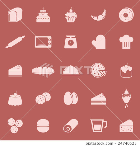 Bakery color icons on red background - Stock Illustration [24740523 ...