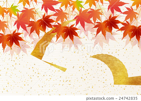 Autumn leaves fall Japanese paper background - Stock Illustration ...