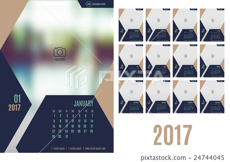 Vector of Calendar 2017 year ,12 month calendar - Stock Illustration ...