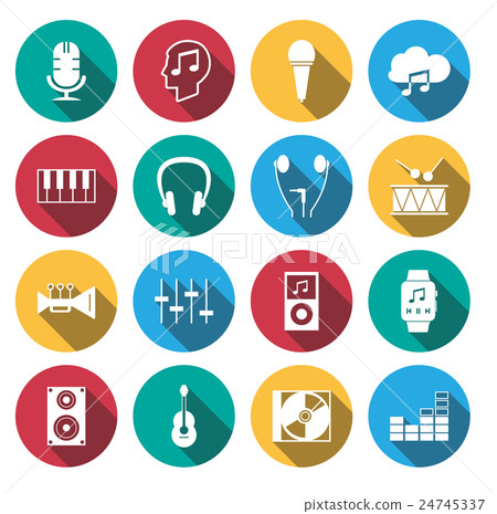 flat long shadow Music Icons set. - Stock Illustration [24745337] - PIXTA