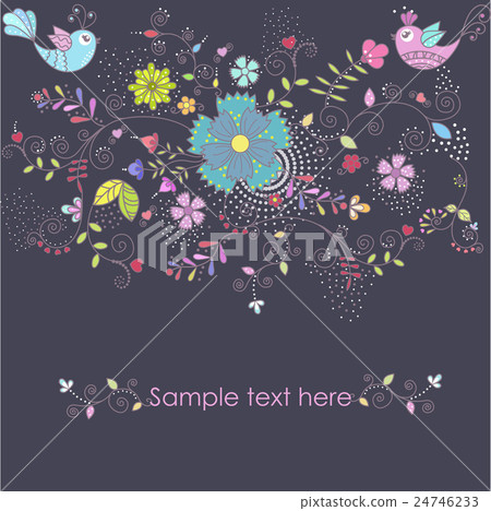 Two birds with patterns of flowers - Stock Illustration [24746233] - PIXTA