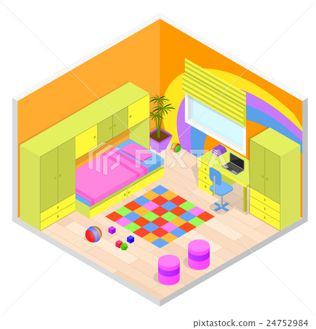 Children Room. Isometric View. Vector - Stock Illustration [24752984 ...