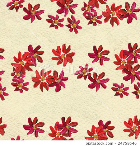 Seamless pattern with red flowers - Stock Illustration [24759546] - PIXTA