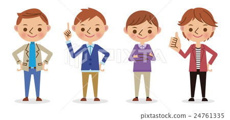 Male pose 4 person set - Stock Illustration [24761335] - PIXTA