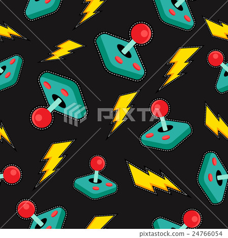 Seamless background with retro video game icons - Stock Illustration ...