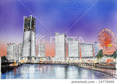 Sketch drawing of Yokohama · Red brick warehouse - Stock Illustration ...