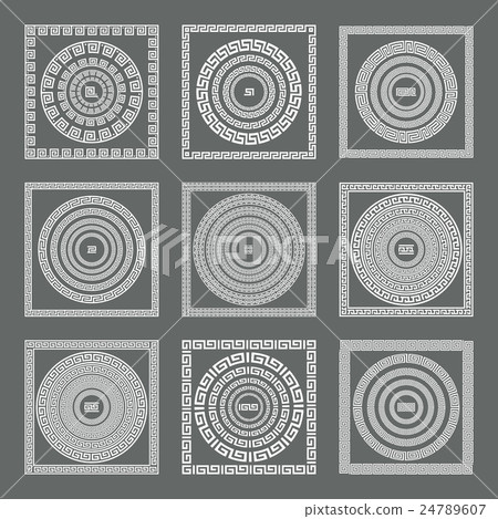 Greek seamless patterns, textures, vector gray - Stock Illustration ...