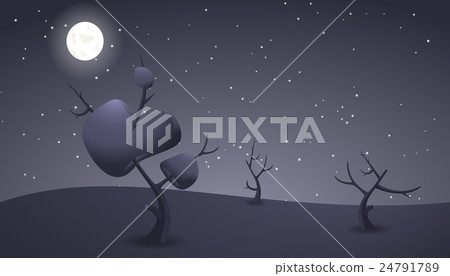 Dark night cartoon landscape for game design - Stock Illustration ...