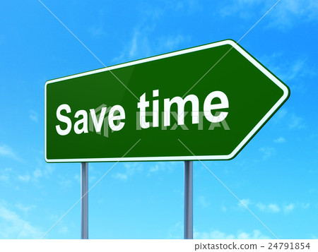 Time concept: Save Time on road sign background - Stock Illustration ...