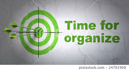 Time concept: target and Time For Organize on wall - Stock Illustration ...