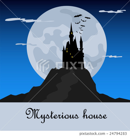 Misterious house in the night. Halloween.Flat icon - Stock Illustration [24794283] - PIXTA