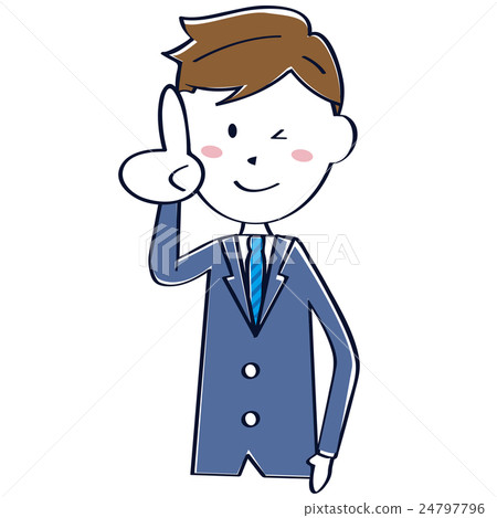 Cute line drawing salaryman pointing upper body - Stock Illustration ...