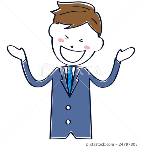 Cute line drawing salaryman laughing upper body - Stock Illustration ...