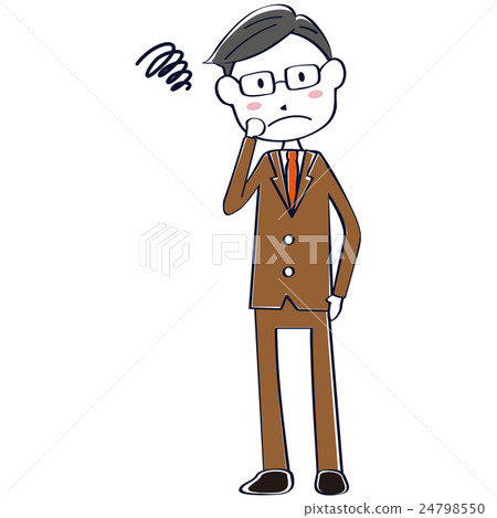 Cute line drawing brown suit Uncle troubled... - Stock Illustration ...
