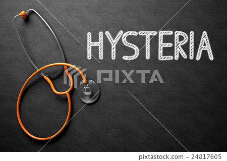 Chalkboard with Hysteria. 3D Illustration. - Stock Illustration ...