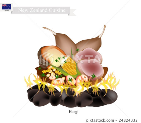 Hangi, A Traditional New Zealand Maori Food - Stock Illustration ...