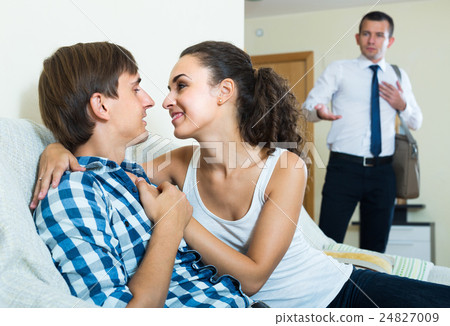 Husband catching cheating wife. - Stock Photo [24827009] - PIXTA