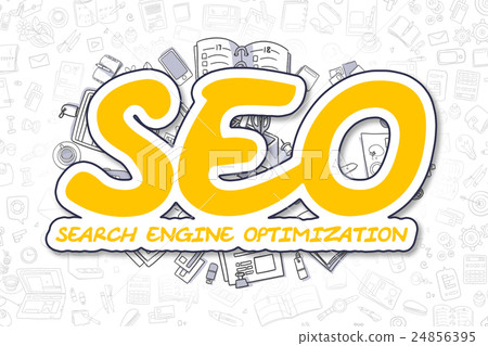 SEO - Doodle Yellow Text. Business Concept. - Stock Illustration ...