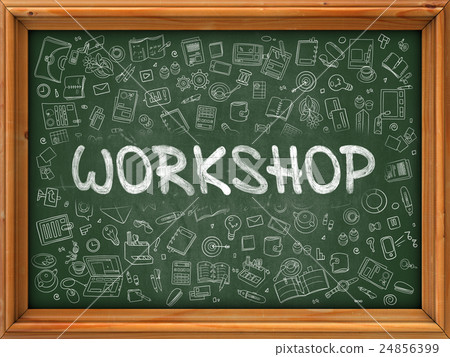 Workshop Concept. Green Chalkboard with Doodle - Stock Illustration ...
